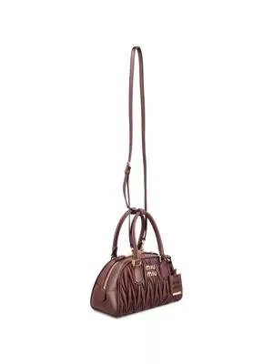 Miu Miu Matelassé Leather Shoulder Bag - Brown