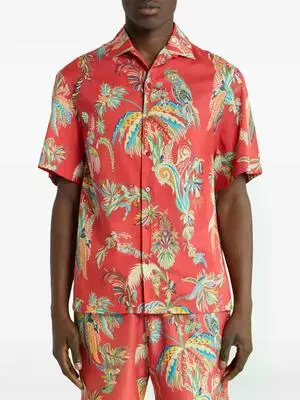 Etro Parrot And Palm-tree Print Shirt - Red