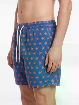 MC2 SAINT BARTH Drawstring Swim Shorts With Starfish Print - Blue