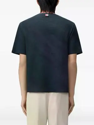 Thom Browne Textured-cotton Chest-pocket T-shirt - Blue