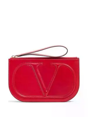Valentino Garavani Vlogo Walk Calfskin Pouch - Red