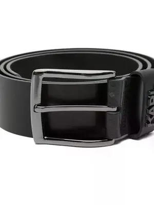 Karl Lagerfeld Smooth Grain Leather Belt With Logo Plaque