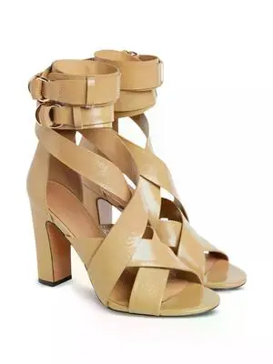 Cynthia Rowley 100mm Leather Heeled Sandals - Neutrals