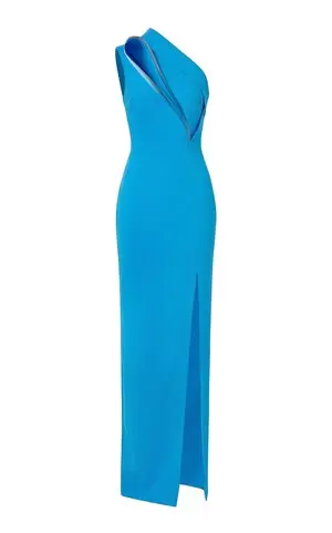 GRETA CONSTANTINE Cocoros One-shoulder Maxi Dress With Side Slit - Blue
