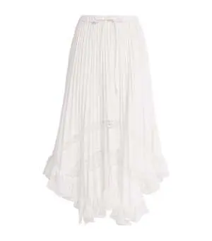 Claudie Pierlot Pleated Lace Insert Midi Skirt