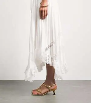 Claudie Pierlot Pleated Lace Insert Midi Skirt