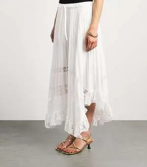 Claudie Pierlot Pleated Lace Insert Midi Skirt