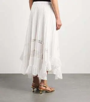Claudie Pierlot Pleated Lace Insert Midi Skirt