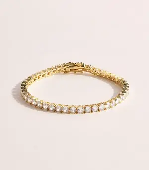 NIALAYA JEWELRY Plated Tennis Bracelet With Crystals - Gold