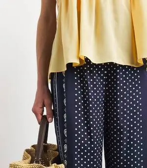 Maje Printed Paisley And Polka Dot Wide-leg Trousers