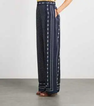 Maje Printed Paisley And Polka Dot Wide-leg Trousers