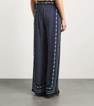 Maje Printed Paisley And Polka Dot Wide-leg Trousers