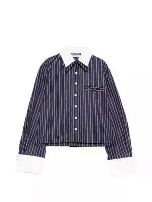 Dice Kayek Pinstriped Contrast Collar Shirt - Blue