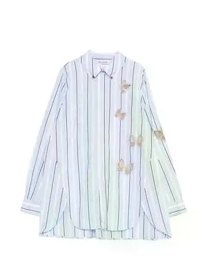 Dice Kayek Butterfly Embroidered Striped Shirt - Blue