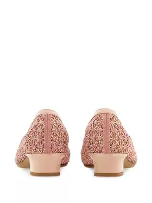 FERRAGAMO Macramé Vara Bow Pumps - Pink