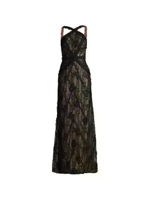 Tadashi Shoji Kaiti Ruffled Lace Gown - Black
