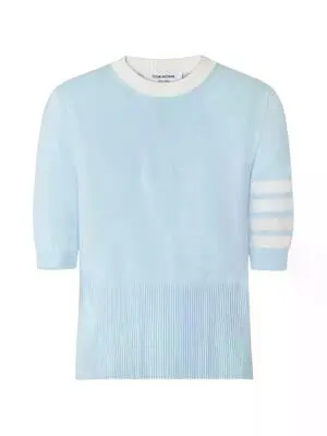 Thom Browne Short Sleeve T-shirt With Hector Intarsia - Blue