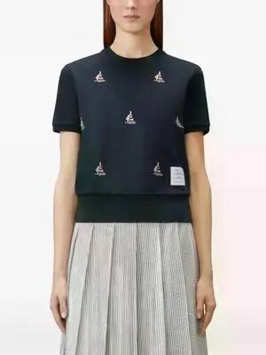 Thom Browne Embroidered Milano Rib T-shirt