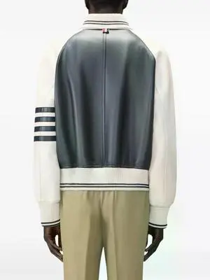 Thom Browne Raglan Sleeve Leather Bomber Jacket - Blue