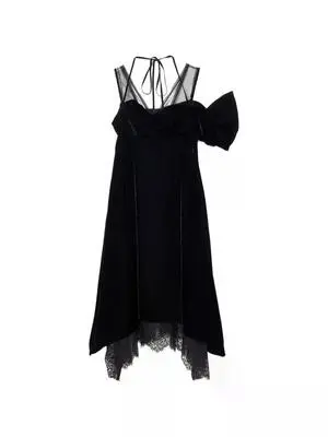 TANAKA DAISUKE Velvet And Lace Midi Dress