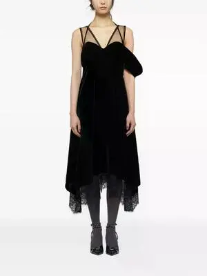 TANAKA DAISUKE Velvet And Lace Midi Dress