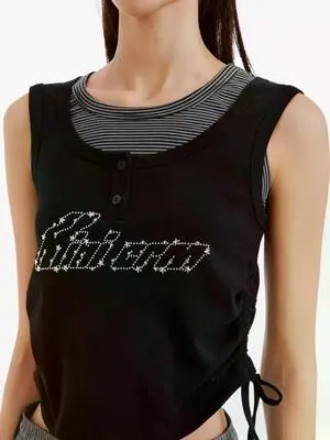 MINI CREAM Layered Effect Tank Top With Ruched Detailing - Black