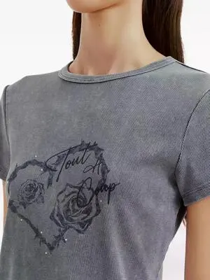 TOUT A COUP Graphic Print Ribbed T-shirt