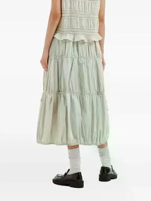 TOUT A COUP Tiered Drawstring Midi Skirt - Grey