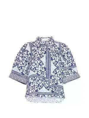Cara Cara Tile Print Linen Shirt