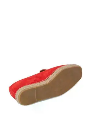 LES HÉRITIERS Suede Espadrilles With Braided Raffia Midsole - Red
