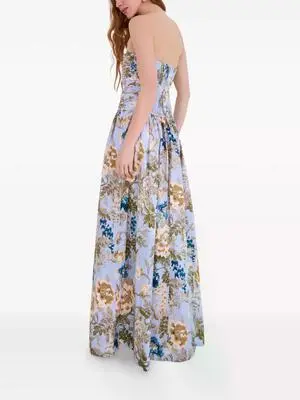 Cara Cara Floral Print Ruched Maxi Gown - Blue