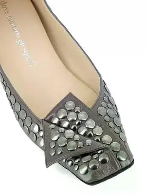 DOVE NUOTANO GLI SQUALI Stud-embellished Square-toe Ballet Flats - Grey