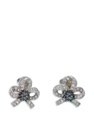 Vintage Bow-detail Crystal-embellished Earrings - Silver