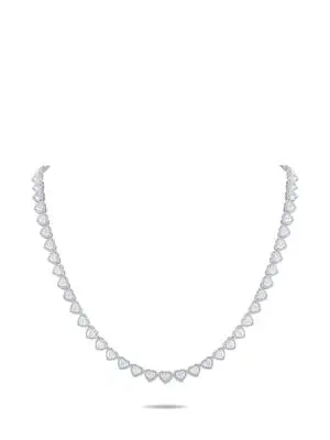 LB EXCLUSIVE 18k White Gold Diamond Heart Necklace - Silver