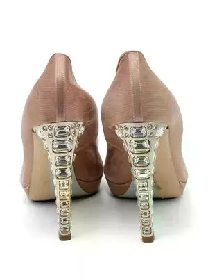 Miu Miu Crystal-embellished Peep-toe Pumps