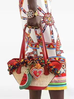 Dolce & Gabbana Raffia Charm Key Ring - Red