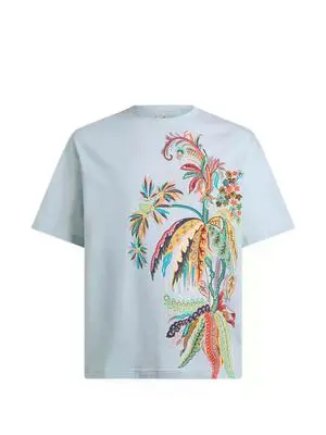 Etro Palm-tree-embroidery T-shirt - Blue