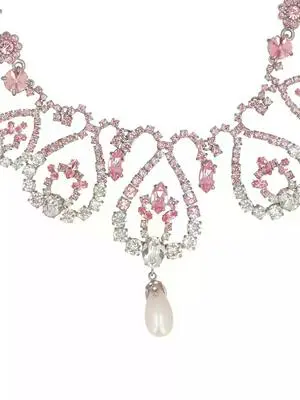 Prada Crystal Embellished Floral Motif Necklace