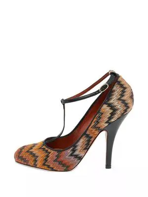 Missoni Zig-zag Pattern T-bar Strap Pumps - Black