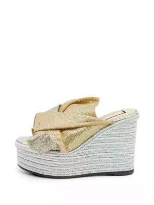 N°21 Glitter Knot Detail Heeled Espadrilles - Silver