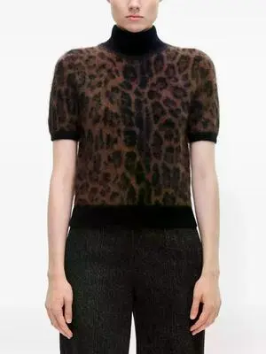 Adam Lippes Leopard Print High Neck Sweater