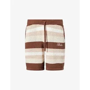 BELIER Striped Crochet-knit Cotton Shorts - Mocha