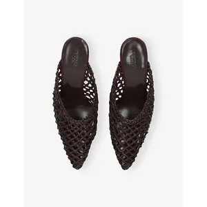 Le Monde Beryl Victoria Woven Leather Wedge Mules - Wine