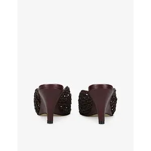 Le Monde Beryl Victoria Woven Leather Wedge Mules - Wine