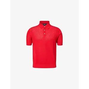 DRAKE'S Waffle-knit Short-sleeve Cotton Polo Shirt - Red