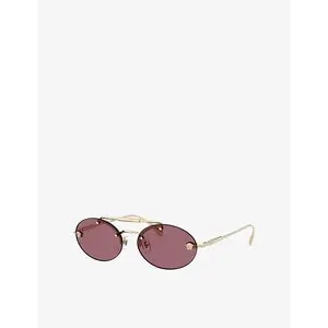 Versace Oval-frame Metal Sunglasses - Gold