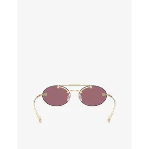 Versace Oval-frame Metal Sunglasses - Gold