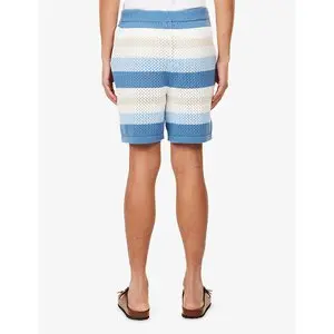 BELIER Bélier Striped Crochet-knit Cotton Shorts