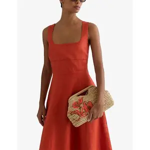 REISS Gina Raffia Clutch Bag