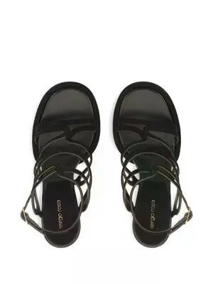 SERGIO ROSSI Suede Sonic Sandals With Gold-tone Hardware - Black